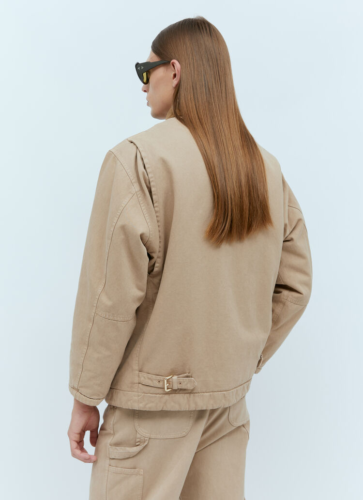 Miu Miu Men's' Garment-Dyed Gabardine Blouson Jacket in Beige | LN-CC®