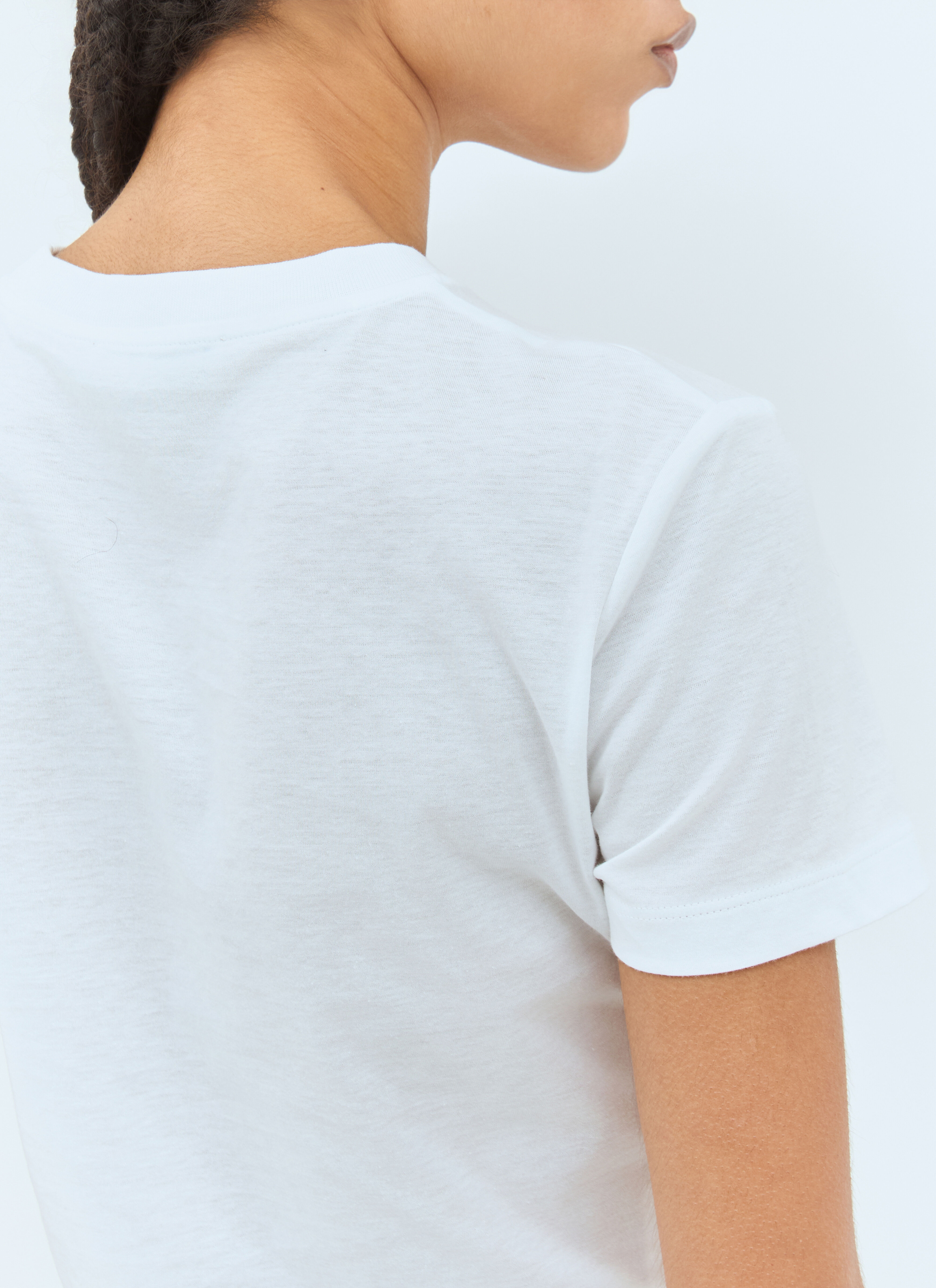 Miu Miu Women's' Logo Embossed T-Shirt in White | LN-CC® Miu Miu Women's' Logo Embossed T-Shirt in White | LN-CC®