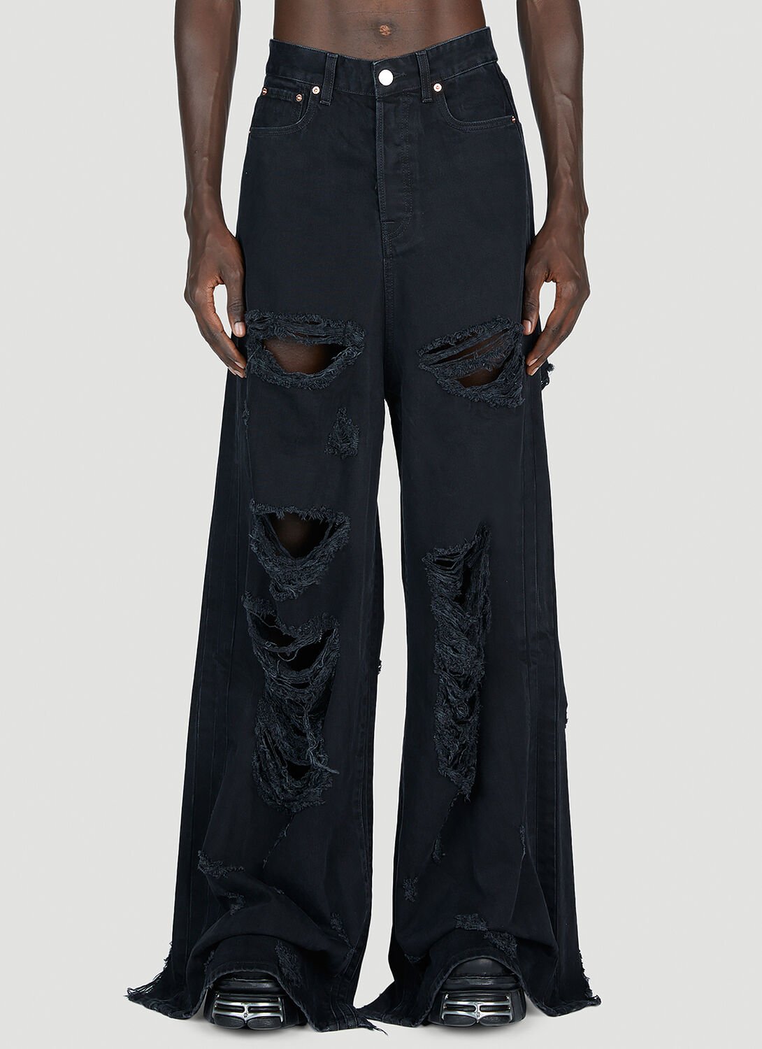 Vetements Black Destroyed Jeans | ModeSens