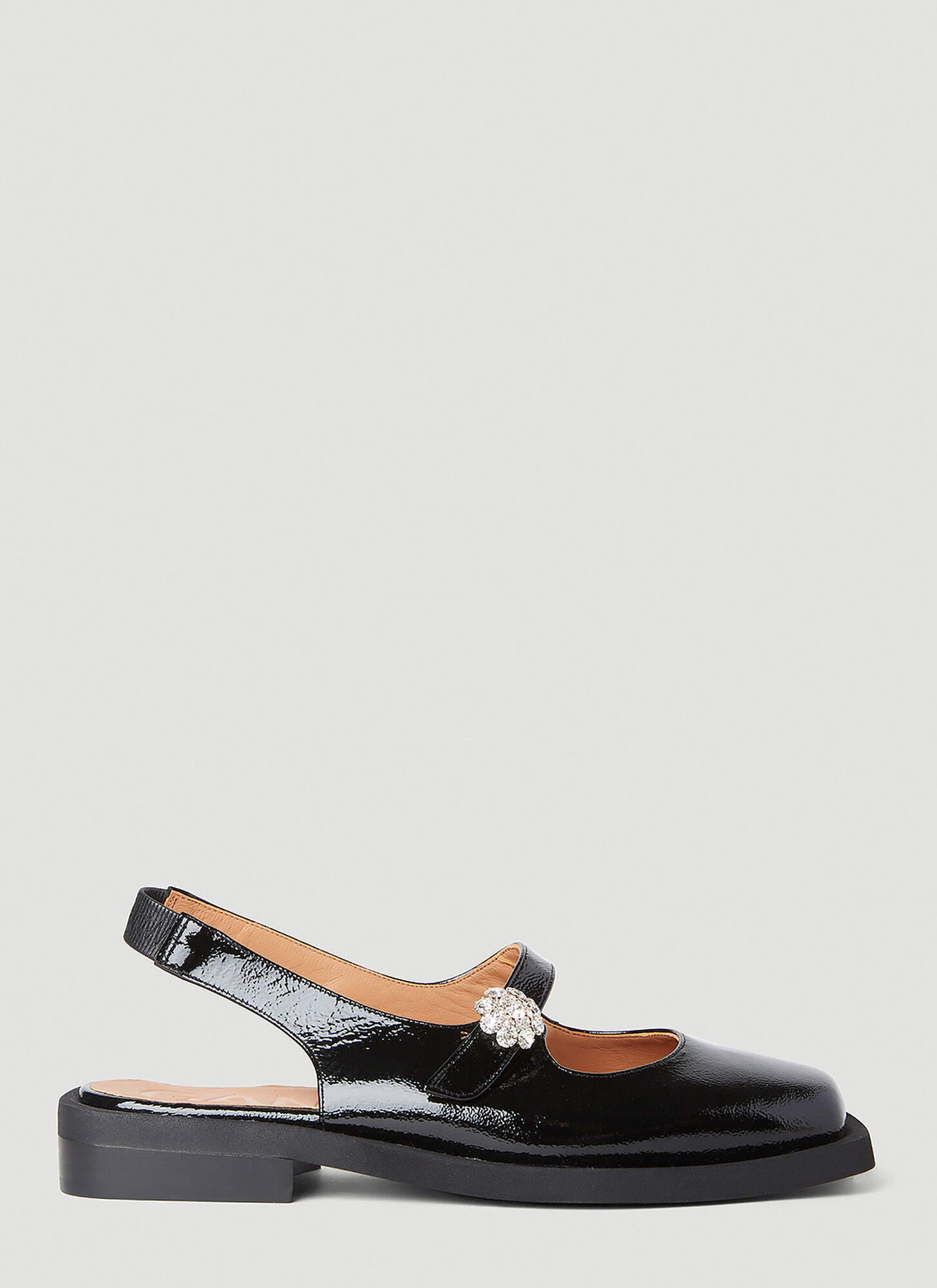 Ganni Mary Jane Slingback Shoes Female Black | ModeSens