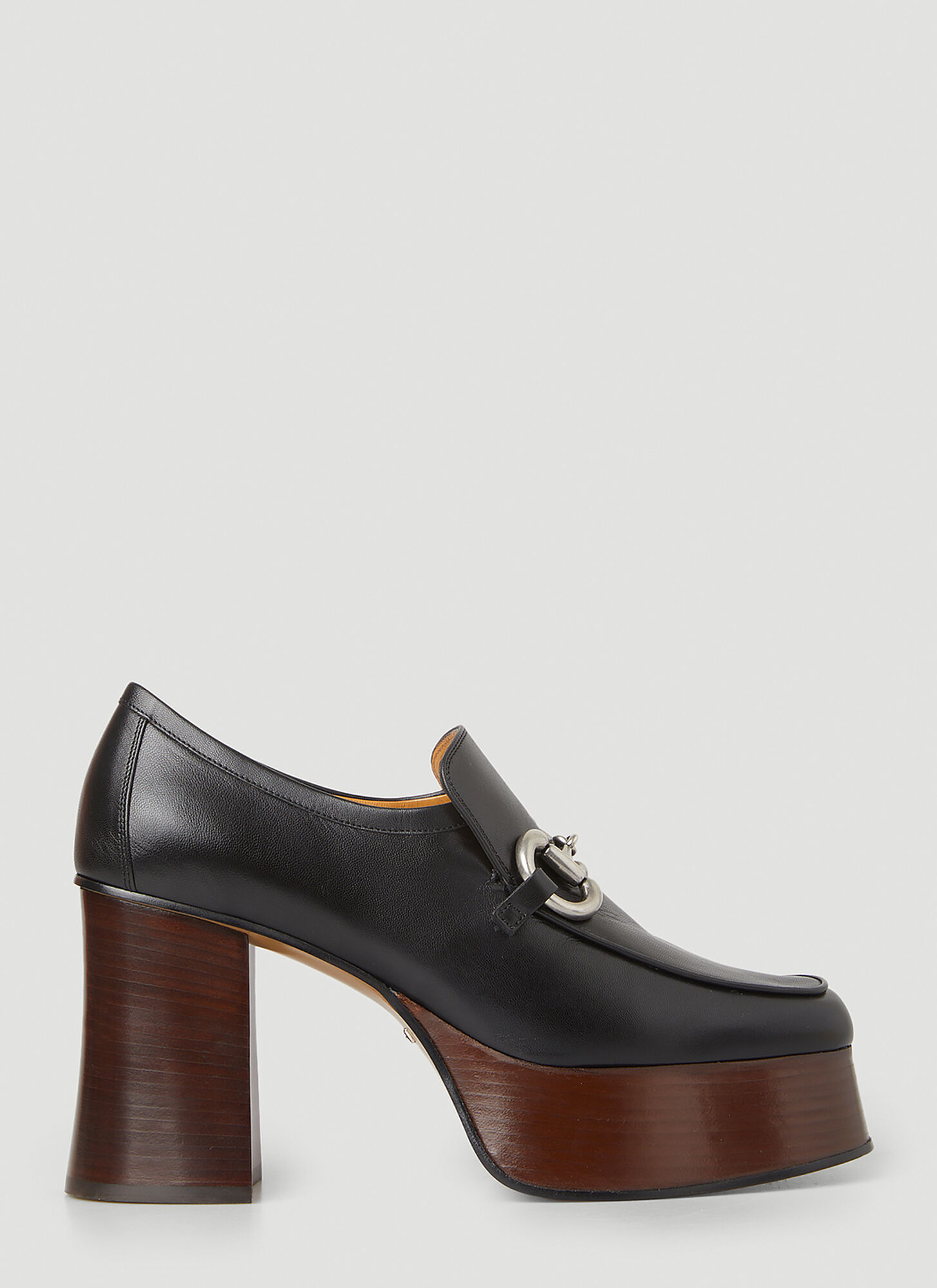 Gucci Horsebit Platform Loafers Female Black | ModeSens