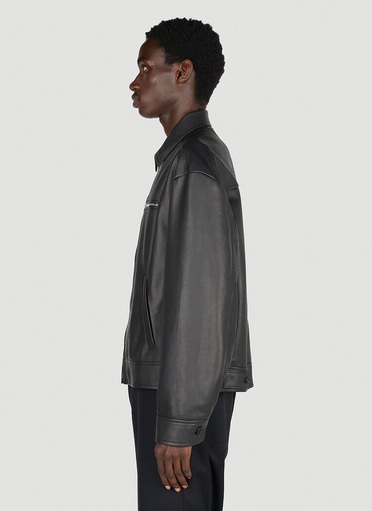 Prada Men's' Zip Up Leather Jacket in Black | LN-CC®