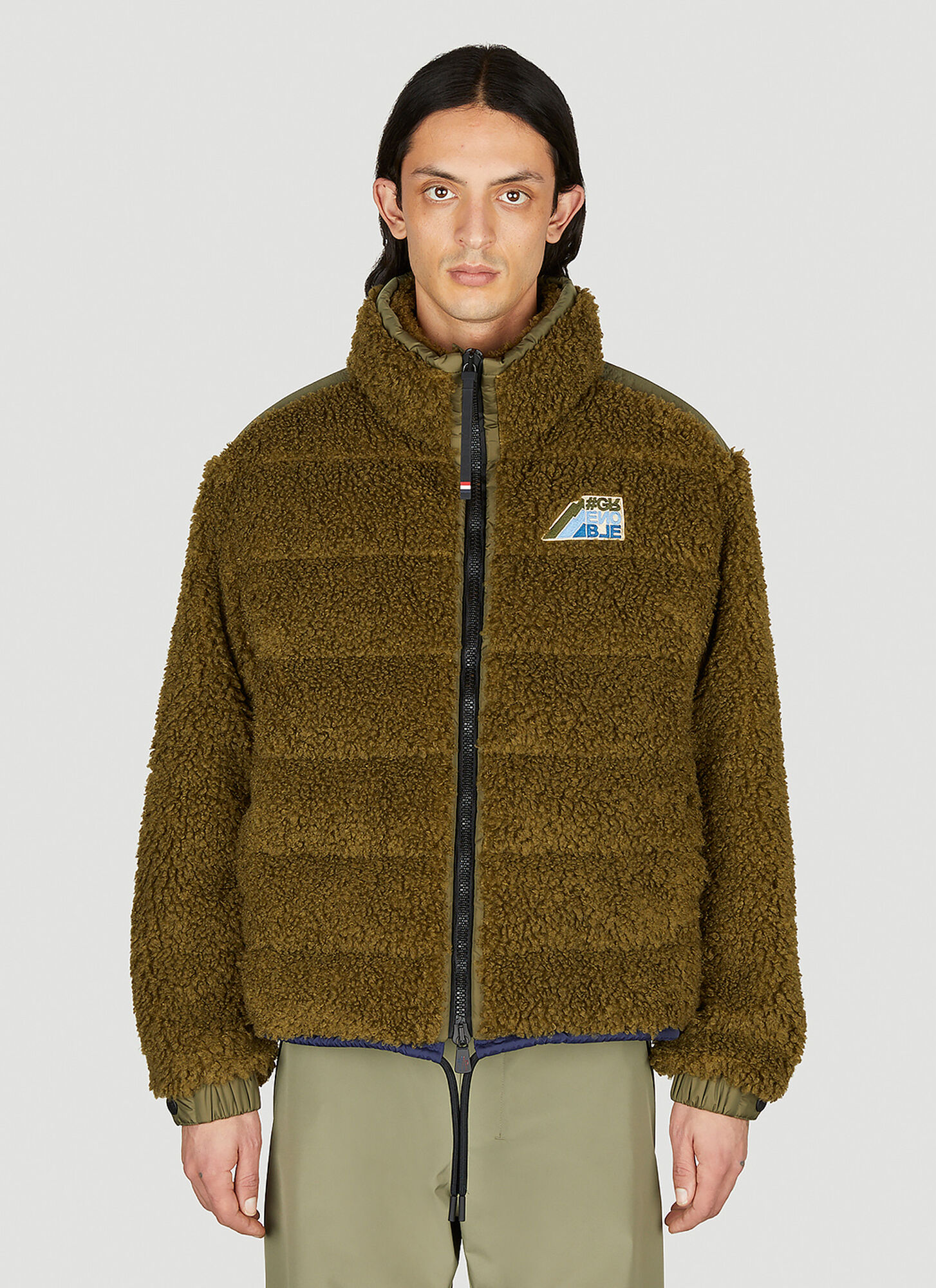 Moncler Shearling Zip Jacket In Green | ModeSens