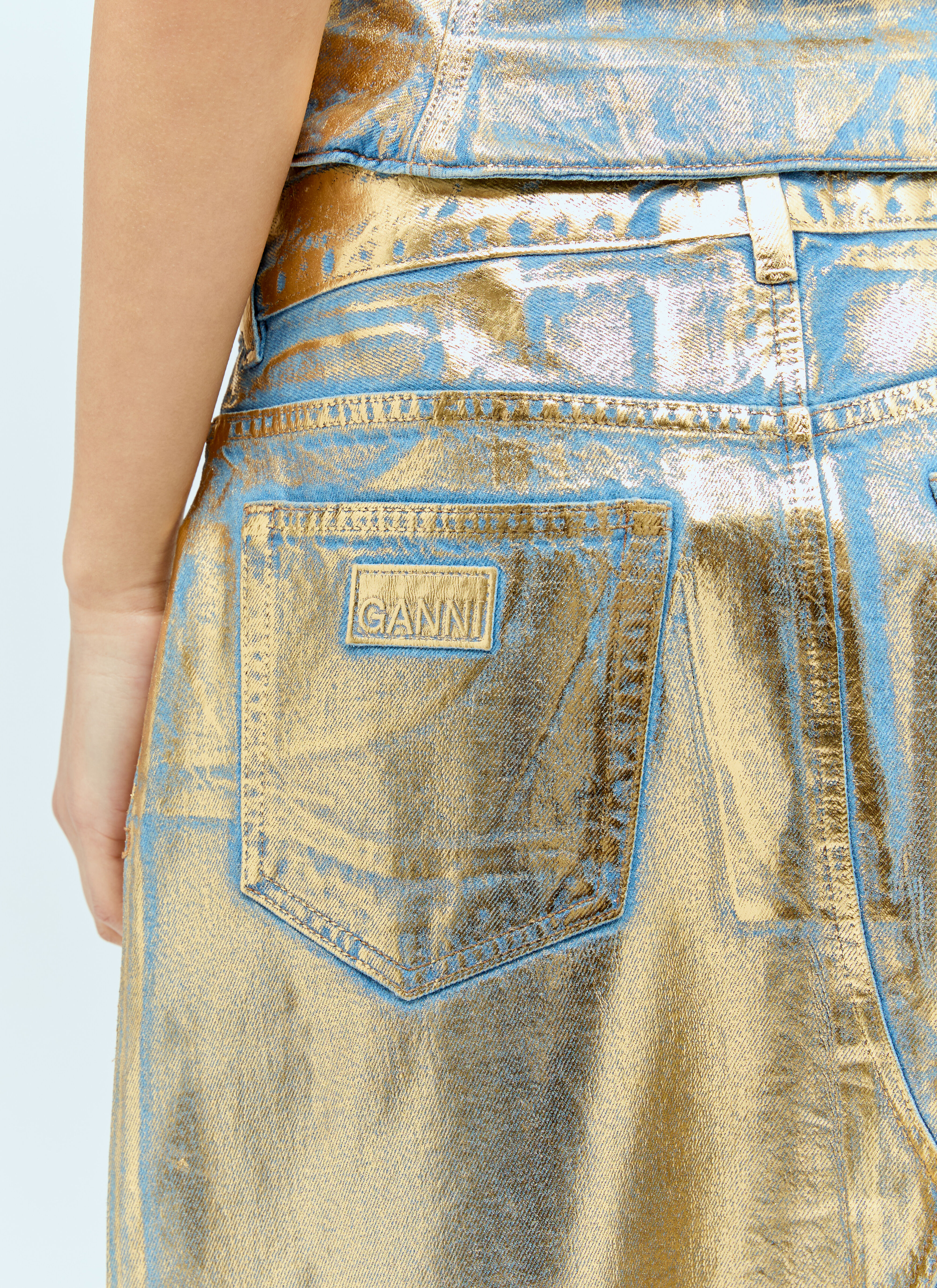 GANNI Coated Denim Midi Skirt in Gold für Damen | LN-CC® GANNI Coated Denim Midi Skirt in Gold für Damen | LN-CC®