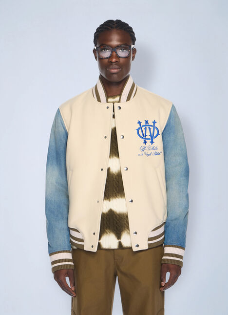 Off-White Men's' Gothic Wool Denim Varsity Jacket in Blue | LN-CC®