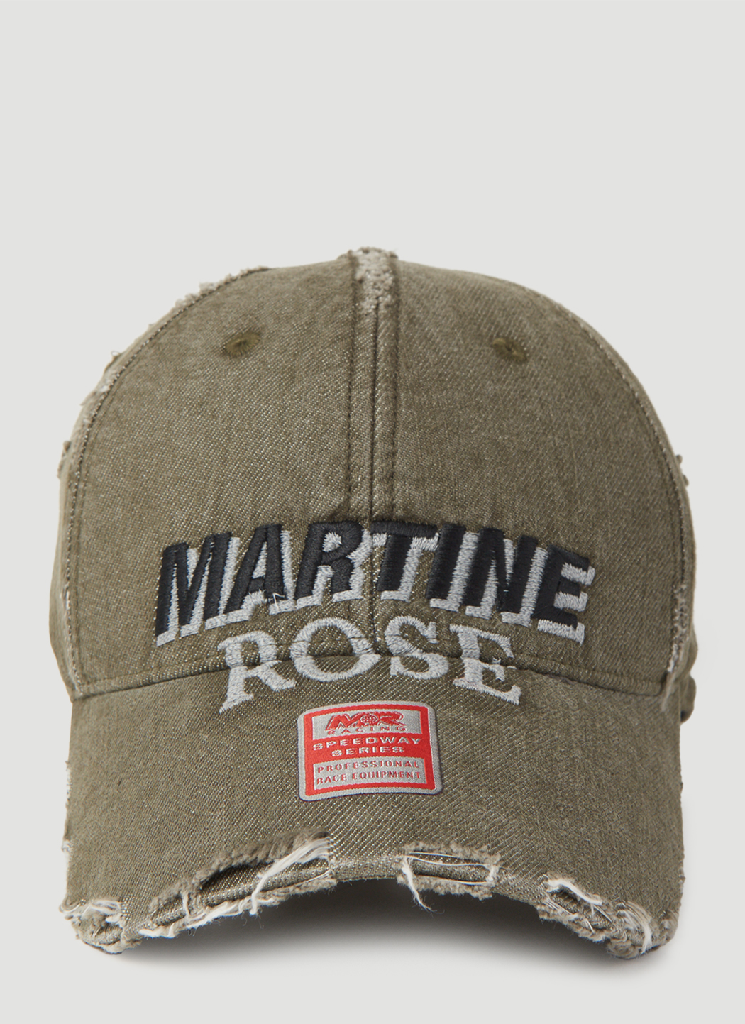 Martine Rose Men's' Logo Embroidery Distressed Baseball Cap in Khaki ...