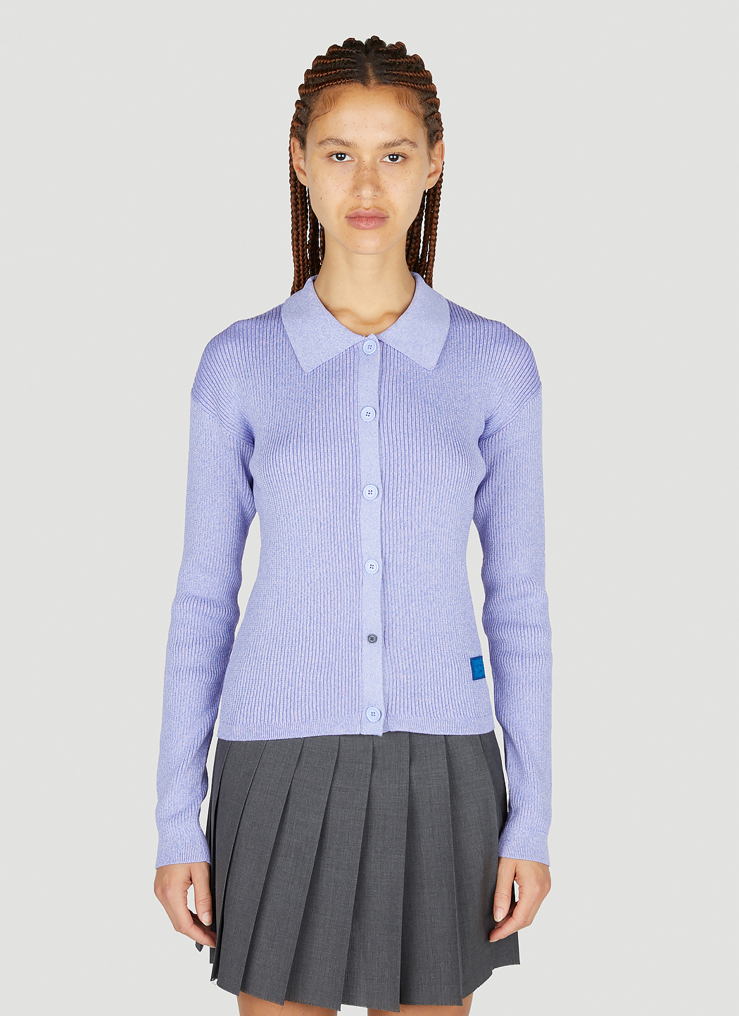 Acne Studios Ribbed-Knit Cardigan in Purple | LN-CC