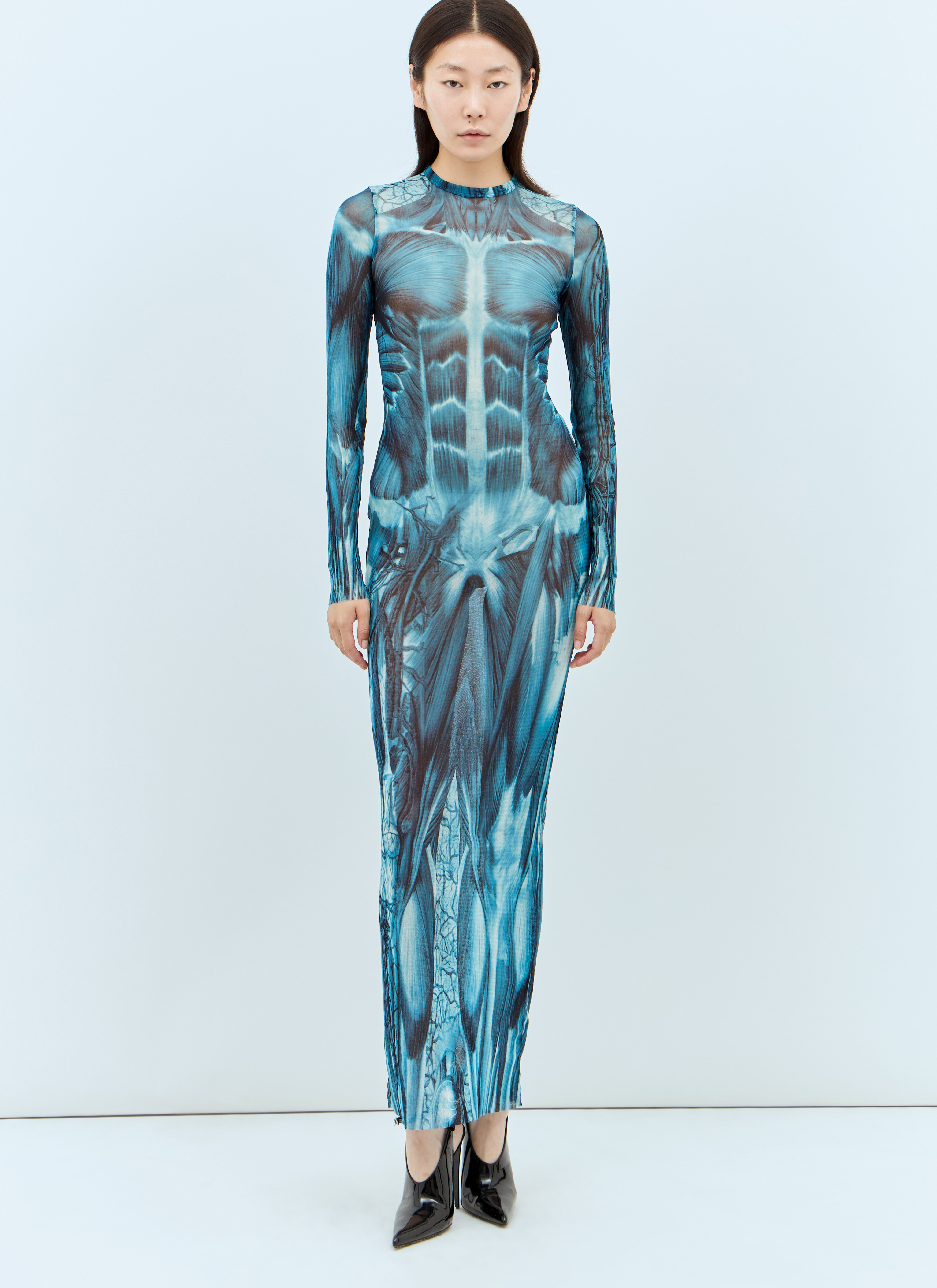 Jean Paul Gaultier Women's' Ecorche Mesh Maxi Dress in Blue | LN-CC®