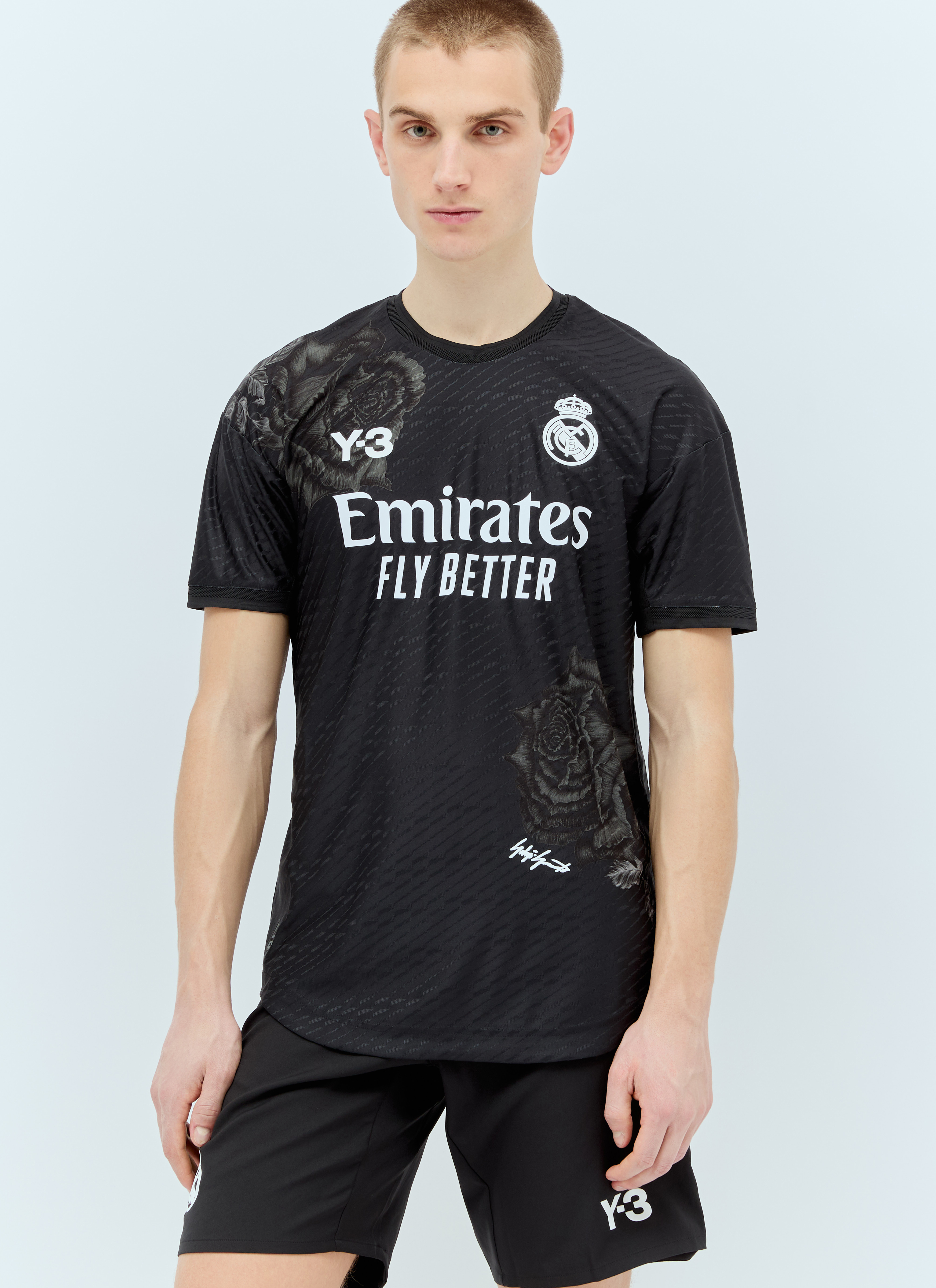 Y-3 x Real Madrid Men's Logo Applique Jersey T-Shirt in Black | LN-CC®