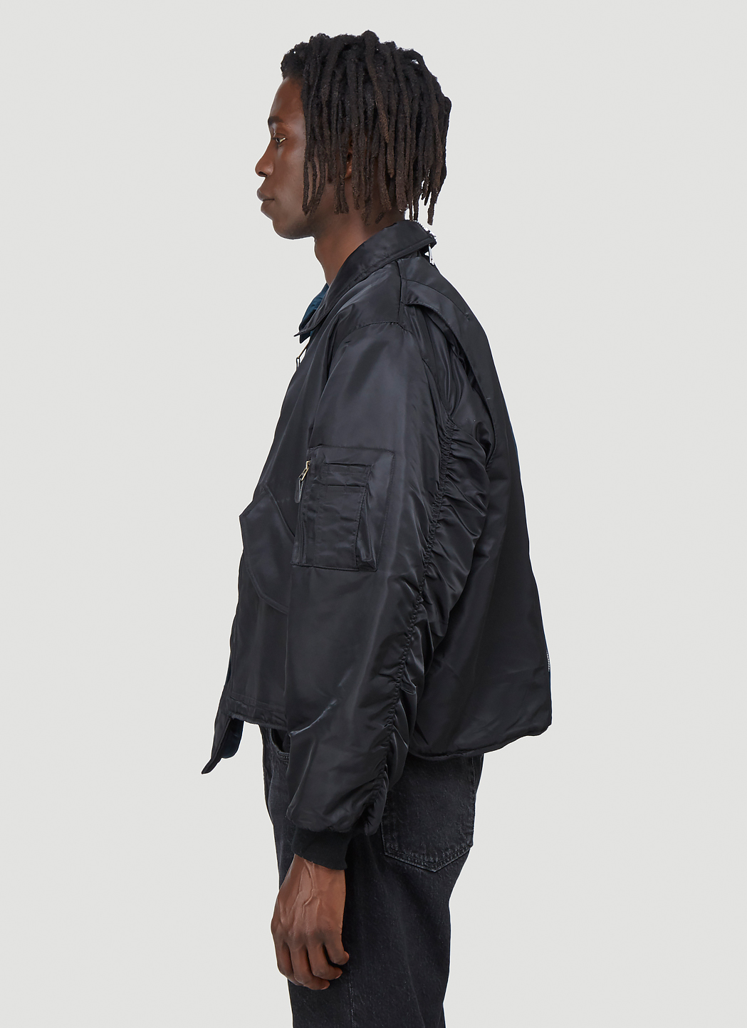 (Di)vision Unisex Split Bomber Jacket in Black | LN-CC