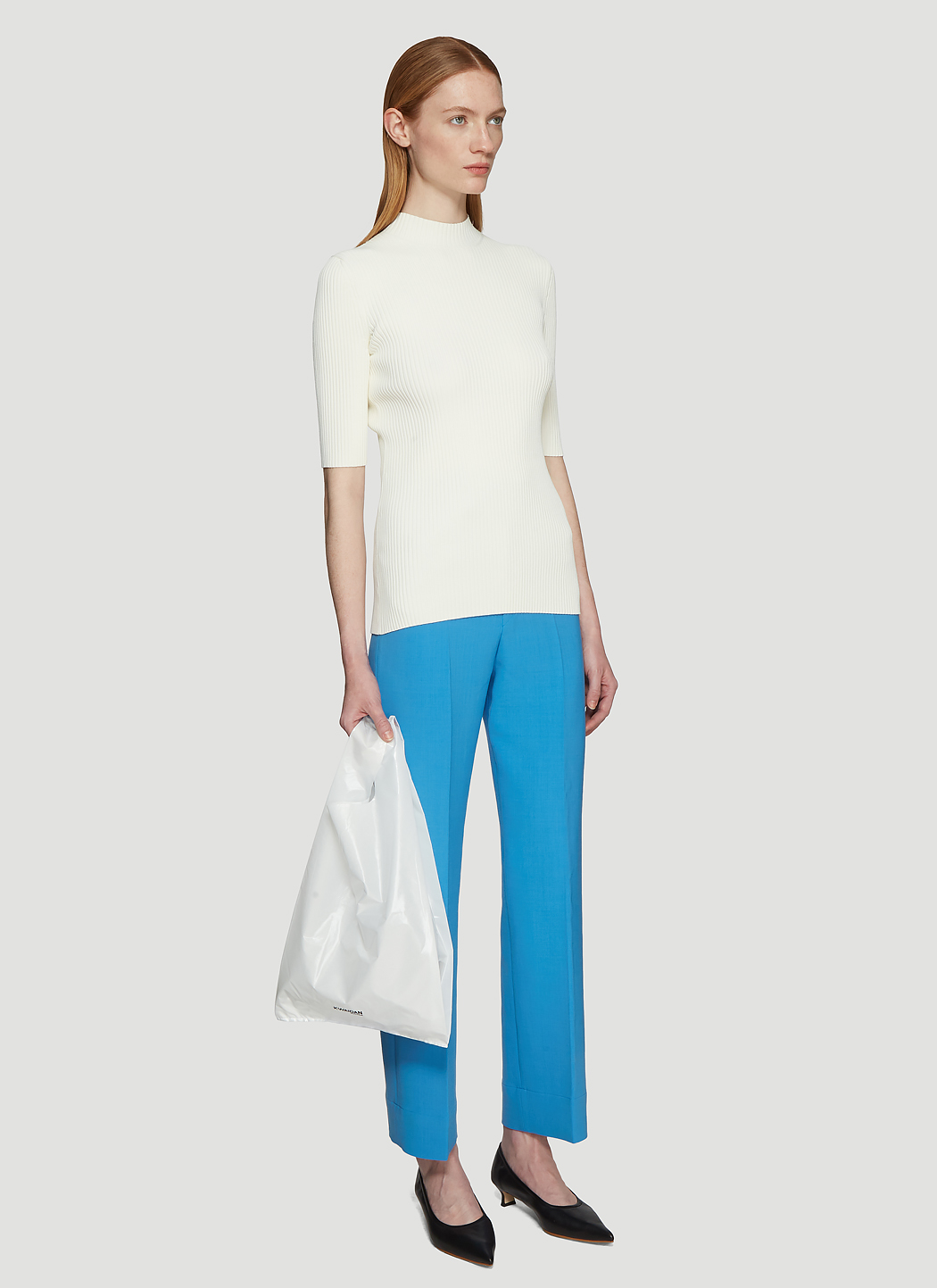 Kwaidan Editions Ribbed Turtleneck Top in White | LN-CC