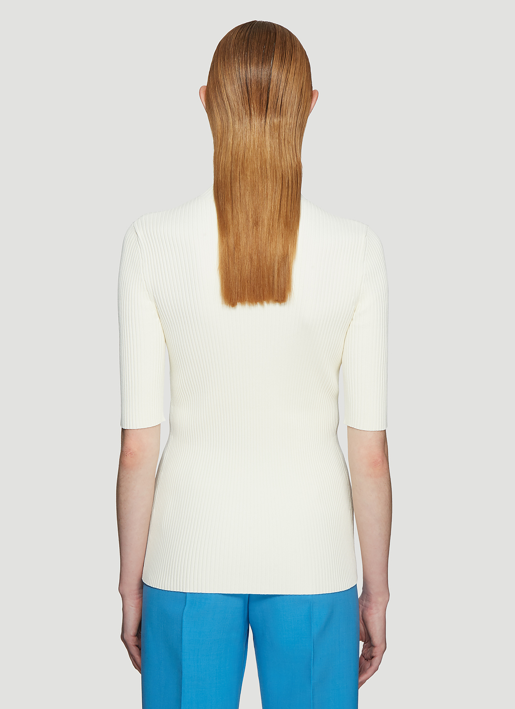 Kwaidan Editions Ribbed Turtleneck Top in White | LN-CC