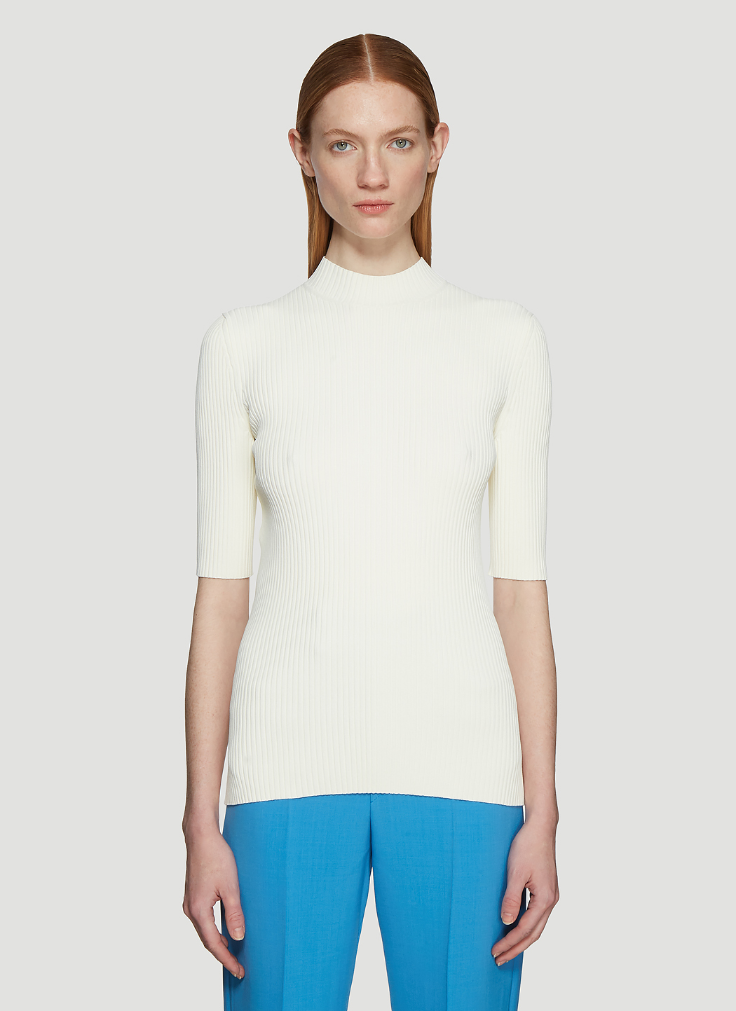 Kwaidan Editions Ribbed Turtleneck Top in White | LN-CC